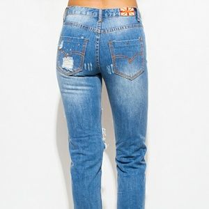 Machine | Jeans | Distressed Rhinestone Detail Boyfriend Jeans | Poshmark